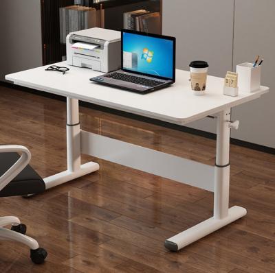 China 80 kgs/lbs SPCC Steel Frame Material Manual Height Adjustable White Wooden Desk for School for sale