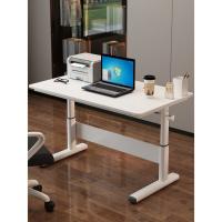 China 80 kgs/lbs SPCC Steel Frame Material Manual Height Adjustable White Wooden Desk for School for sale