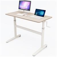 China Manual Height Adjustable Recording Studio Table Workstation Luxury Style White Wooden for sale