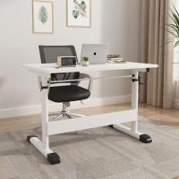 China Manual Sit Standing Study Table for Adult White Wooden Modern Luxury CEO Office Desk for sale