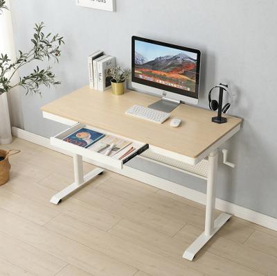 China Modern Office Furniture 600mm Manual Height Adjustable Table Hand Crank Standing Desk for sale