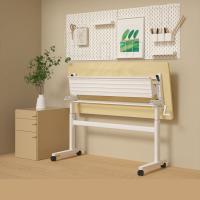 China White Italian Column Folding Standing Desk with Eco-Friendly Partical Board Desktop for sale