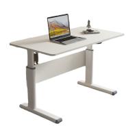 China Luxury SPCC Steel Frame Manual Height Adjustable Brown White Wooden Desk for School for sale
