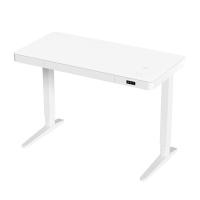 China White Glass Top Electric Height Adjustable Gaming Desk with Wooden Lifting Coffee Table for sale