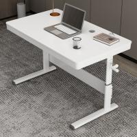 China Commercial Furniture Electric Height Adjustable Glass Computer Desk with Storage for sale