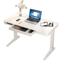 China Electric Height Adjustable White and Black Wooden Office Desk for Executive Directors for sale