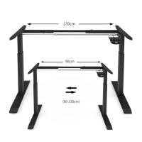 China Custom Hospital Office Black Metal Laptop Table with 900mm Electric Height Adjustment for sale