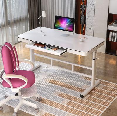 China Black Glass Wooden Modern CEO Office Desk with Manual Height Adjustment and Storage for sale