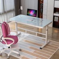 China Black Glass Wooden Modern CEO Office Desk with Manual Height Adjustment and Storage for sale