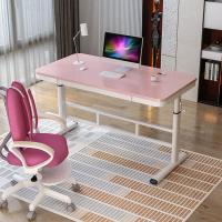 China Black Glass Wooden Modern CEO Office Desk with Manual Height Adjustment and Storage for sale
