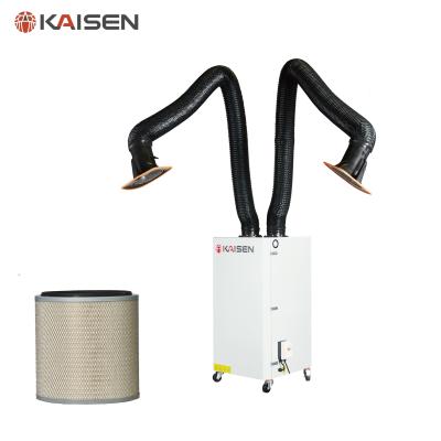 China 2.2KW Power Industrial Fume Extractor Mobile Double Suction Arms White Color for sale