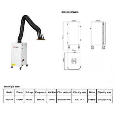 China Flame Retardant Industrial Air Cleaner Mobile Welding Series Fume Extractor for sale