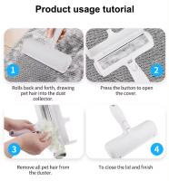 China Reusable Pet Grooming Brush Couch Comb Self Cleaning Dog Hair Lint Roller Custom Logo for sale