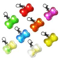 China Silicone Luminous Pet Tag Anti Loss Dog Bone Tag LED Flashing Dog Collar Tag for sale