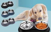 China Non Slip Pet Feeder Smart Dog Food Feeder With Stainless Steel Bowls for sale