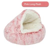 China Semi Closed Comfortable Pet Beds Plush Fluffy Cat Bed Nest Easy To Clean for sale