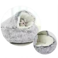 China Semi Closed Comfortable Pet Beds Plush Fluffy Cat Bed Nest Easy To Clean for sale