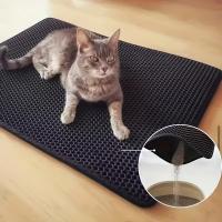 China Double Layer Waterproof Cat Litter Trapping Mat Non Slip Washable Cat Litter Box Mat for sale