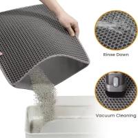 China Double Layer Waterproof Cat Litter Trapping Mat Non Slip Washable Cat Litter Box Mat for sale