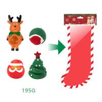 China Christmas Interactive Pet Toy Gift Box Cartoon Plush Bone Flying Disc Santa Vocalization Balls for sale