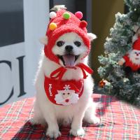 China Christmas Dog Hat Cute Pet Accessories Tree Hat Slip Towel Bib For Teddy Fadou for sale