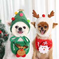 China Christmas Dog Hat Cute Pet Accessories Tree Hat Slip Towel Bib For Teddy Fadou for sale