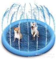 China Outdoor Foldable Kids Swimming Pool Large Puppy Washing Pet Water Toy PVC Sprinkler Mat for sale