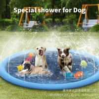 China Outdoor Foldable Kids Swimming Pool Large Puppy Washing Pet Water Toy PVC Sprinkler Mat for sale