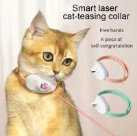 China Automatic Rechargeable Laser Cat USB Collar Silicone ABS Teaser Laser Collar interactive pet kitten toy for sale