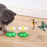 China Automatic Electric Rotating Cat Toy Colorful Butterfly Bird Animal Shape Interactive Pet Dog Kitten Interactive Training Cat Toy for sale