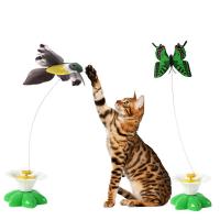 China Automatic Electric Rotating Cat Toy Colorful Butterfly Bird Animal Shape Interactive Pet Dog Kitten Interactive Training Cat Toy for sale