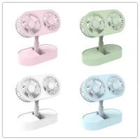 China Summer Mini Silent Desktop Small Dual Motor USB Foldable Air Cooling 3 Gear Speeds Standing Portable Fan for Home Work Office for sale