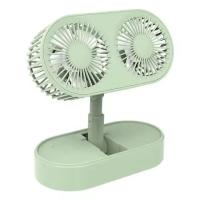 China Summer Mini Silent Desktop Small Dual Motor USB Foldable Air Cooling 3 Gear Speeds Standing Portable Fan for Home Work Office for sale