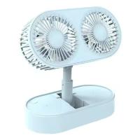 China Summer Mini Silent Desktop Small Dual Motor USB Foldable Air Cooling 3 Gear Speeds Standing Portable Fan for Home Work Office for sale