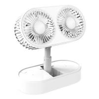 China Summer Mini Silent Desktop Small Dual Motor USB Foldable Air Cooling 3 Gear Speeds Standing Portable Fan for Home Work Office for sale