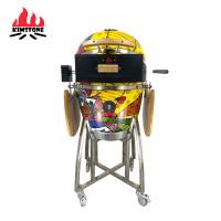 China KIMSTONE 21 Inch Painted Kamado Ceramic Grill Kamado Rotisserie Charcoal Ceramic Bbq Wholesale for sale