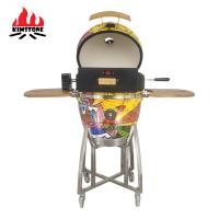 China KIMSTONE 21 Inch Painted Kamado Ceramic Grill Kamado Rotisserie Charcoal Ceramic Bbq Wholesale for sale