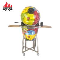 China KIMSTONE 21 Inch Painted Kamado Ceramic Grill Kamado Rotisserie Charcoal Ceramic Bbq Wholesale for sale