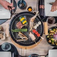 China KIMSTONE Japan Original Tabletop Mini BBQ Grill Portable Easy Assembled Charcoal Round Bbq Grill Ceramic Barbecue Grill for sale