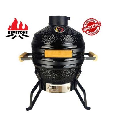China KIMSTONE Ceramic Kamado Firebox Keramikgrill Fire Box China Charcoal Parrilla Mini Black BBQ Egg 13 Inch Komodo Kamado Grill for sale