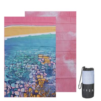 China Xlarge Sand Free Packable Surf Microfiber Beach Towel With Mesh Bag for sale