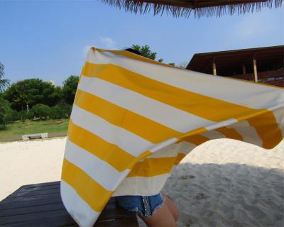 China ODM Custom Sand Free Reinforced Stitching Stripe Printed Microfiber Beach Towel 80x160cm for sale