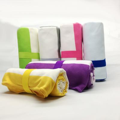 China OEM Summer Sublimation Microfiber Suede Towel Striped Pool Towels 80X160 for sale