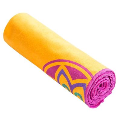 China Gym Custom Logo Microfibre Sports Mat Non Slip Anti Slip Sweat Absorbent Microfiber Yoga Towel With Silicone For Hot Yoga for sale