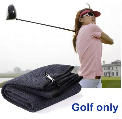 China Custom Embroidery Logo Waffle Golf Towel Microfiber Material for sale