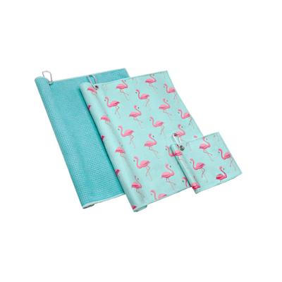 China Sublimation Printed Microfiber Waffle Golf Towel With Grommet And Hook for sale