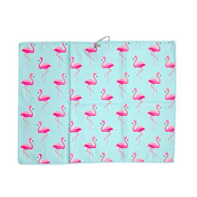 China Absorbent Printed Microfiber Waffle Golf Towel With Grommet And Hook for sale