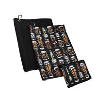 China Custom Printed Logo Microfiber Waffle Golf Towel With Hook And Clip for sale