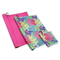 China Absorbent Microfiber Waffle Golf Towels With Clip Custom Printed Logo for sale