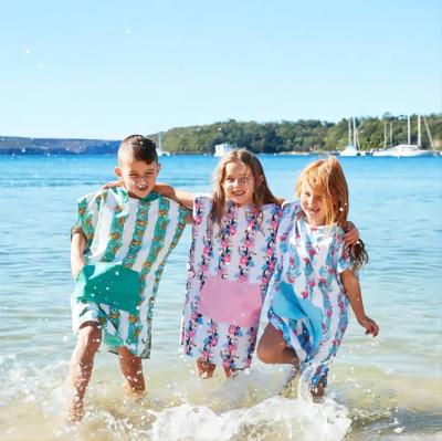 China Customized Printing Changing Surf Poncho Swim Robe Quick Dry Microfiber Hooded Beach Towel for sale